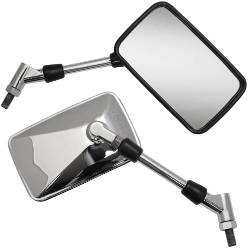 Chrome Rectangle Mirrors with 10mm Clockwise Thread - Motorcycle ...