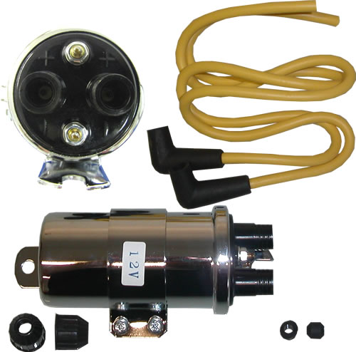 12v Points Type Ignition Coil Dual Output + 2 Poles (Chrome ...
